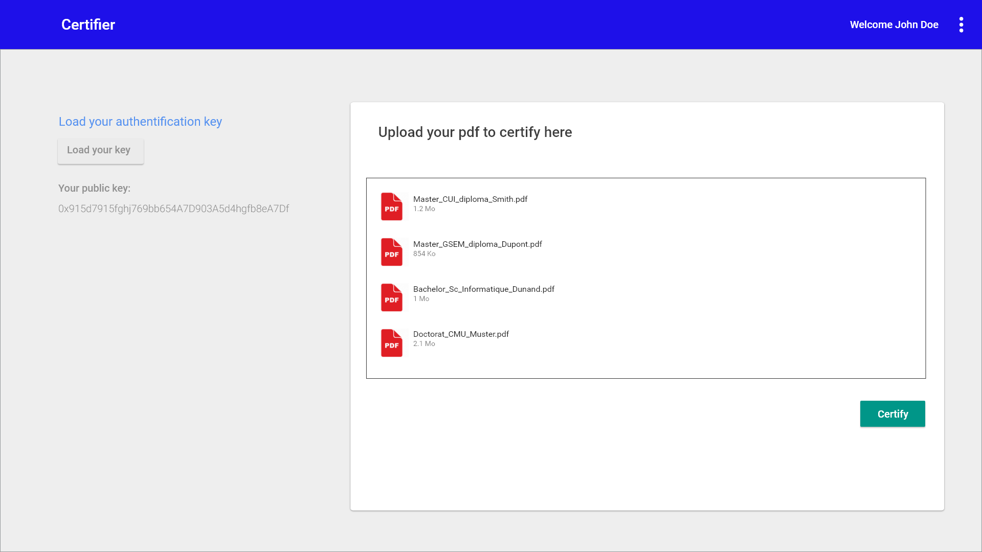 MT Blockchain Certifier Tool - MobileThinking